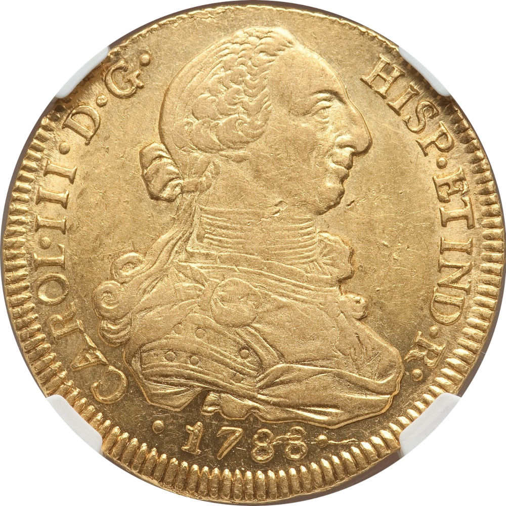 1788 8E 8 Escudos Spanish Colonial Chile Santiago NGC MS61 - Nummum Coins