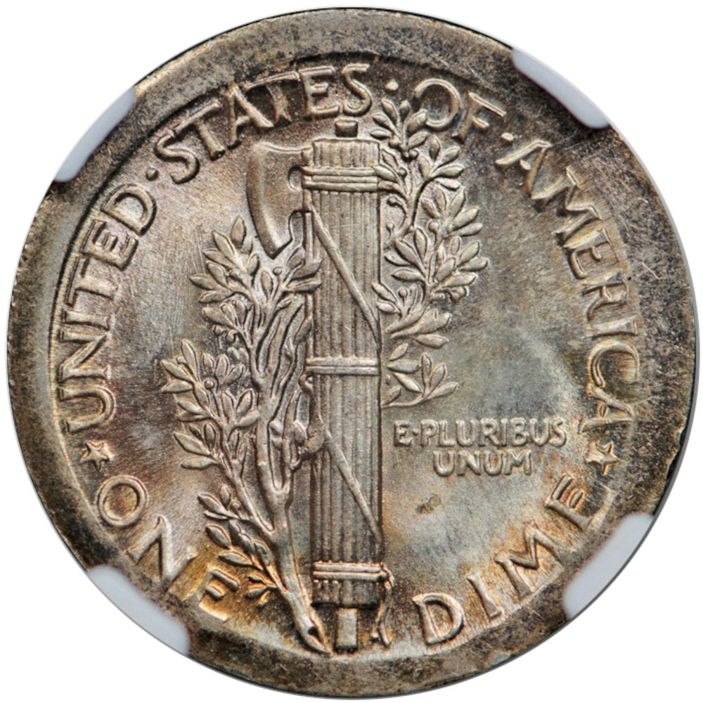 1945 10c Mercury Dime Broadstruck NGC MS65 Full Bands - Nummum Coins