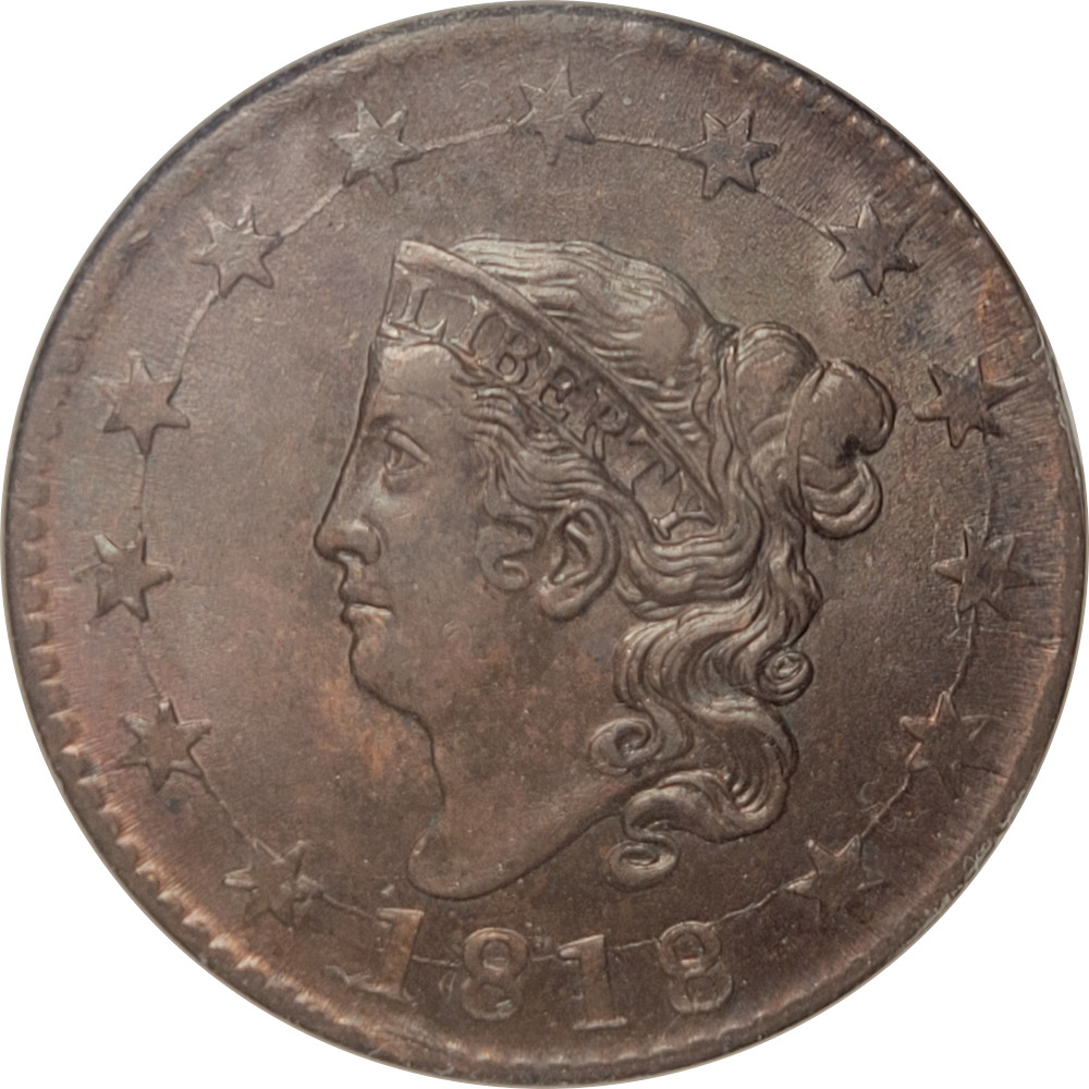 1818 1c Coronet Head Large Cent NGC MS62 BN from the Randall Hoard ...