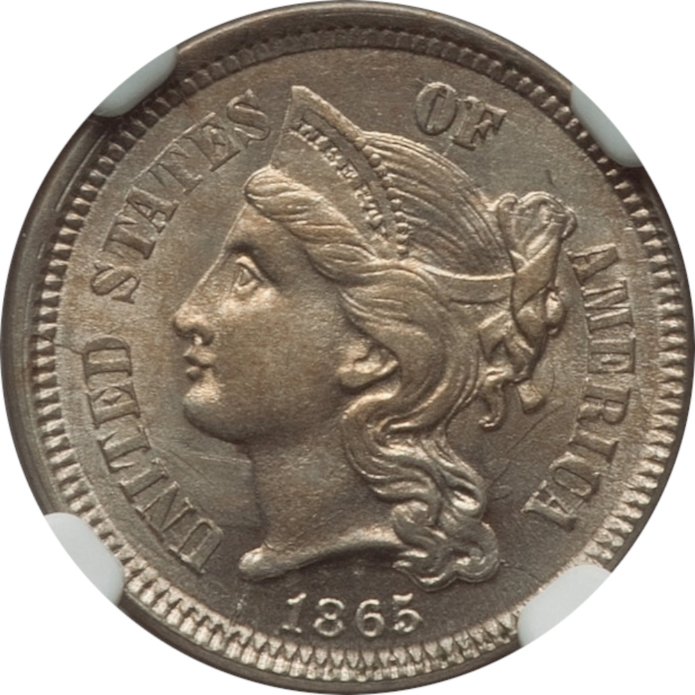 1865 3CN Three Cent Nickel NGC MS61 - Nummum Coins