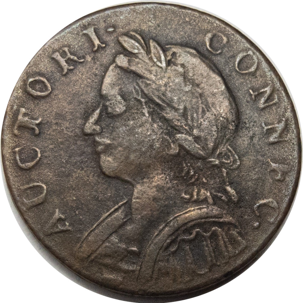 1787 Connecticut Copper Mailed Bust Left – Early Die State - Nummum Coins