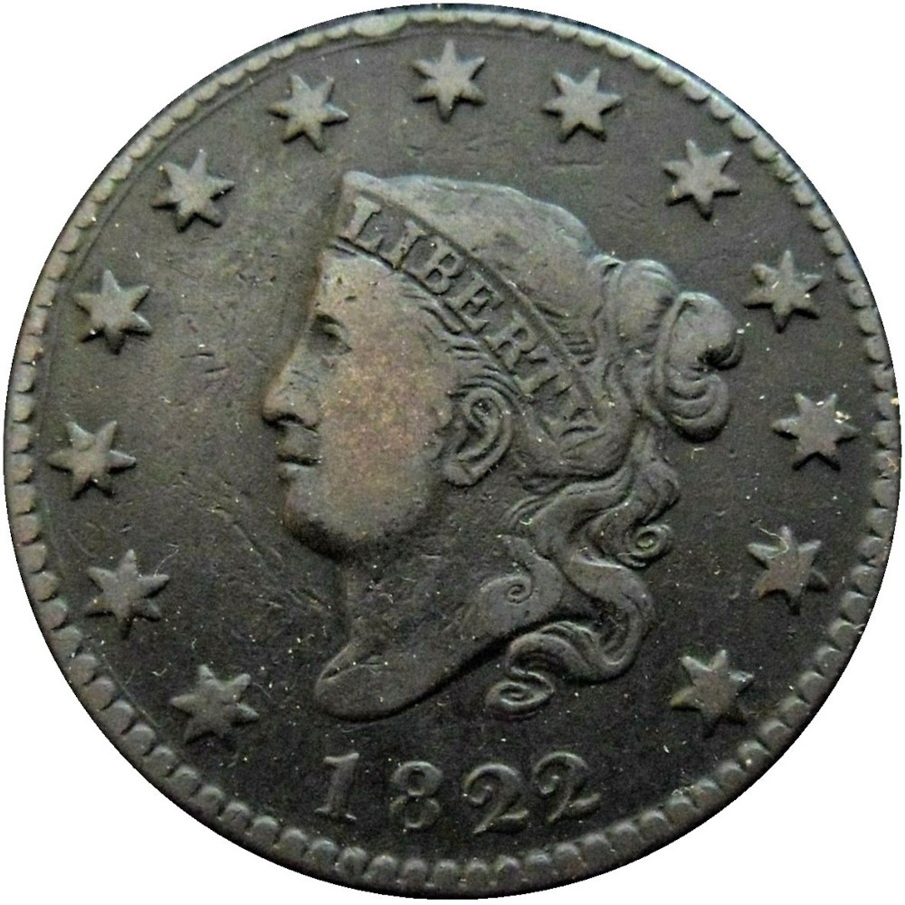 1822 1c Coronet Head Cent
