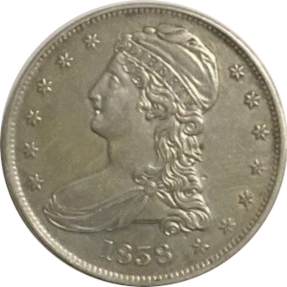 1838 50c Capped Bust Half Dollar, Reeded Edge