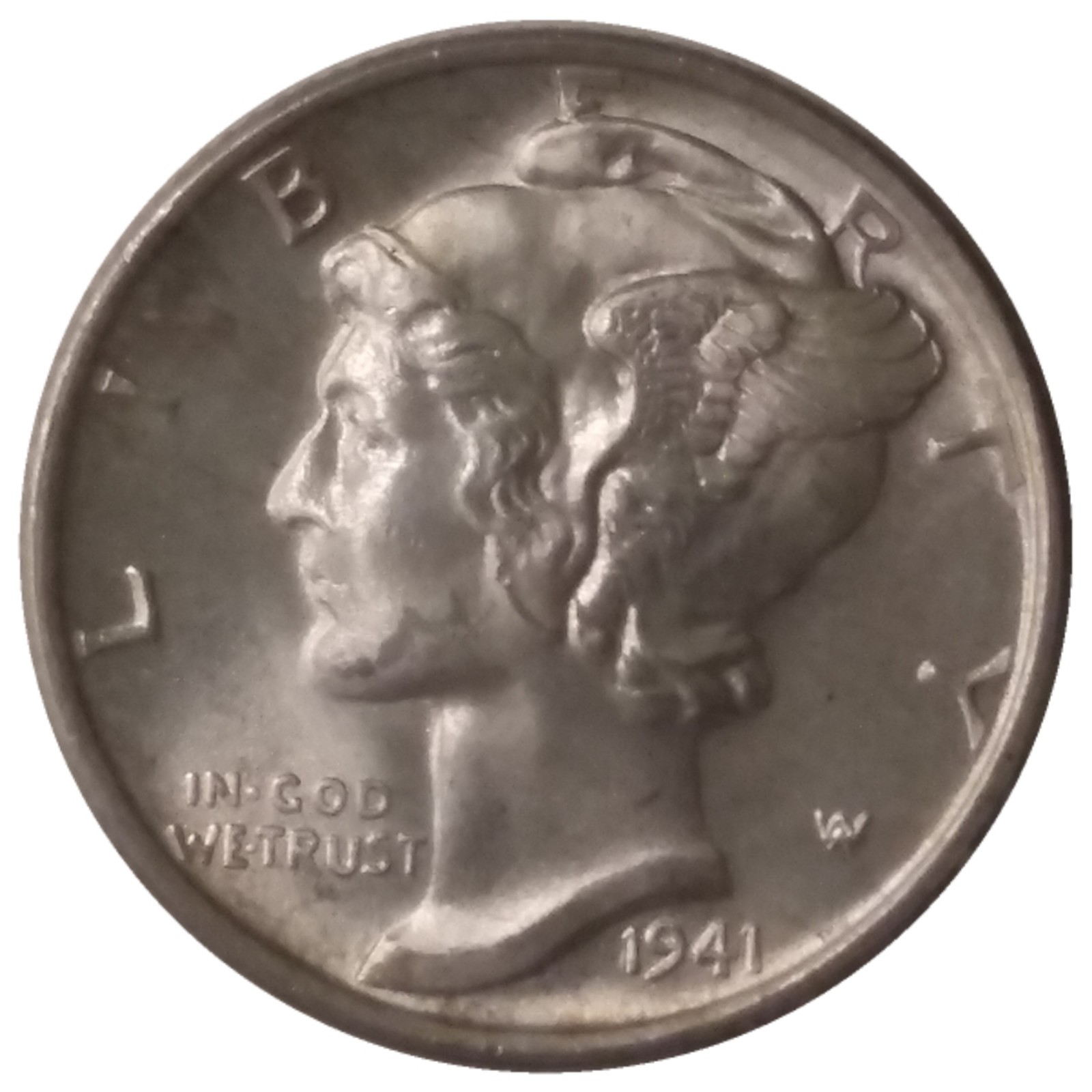 1941-D 10c Mercury Dime with Full Split Bands
